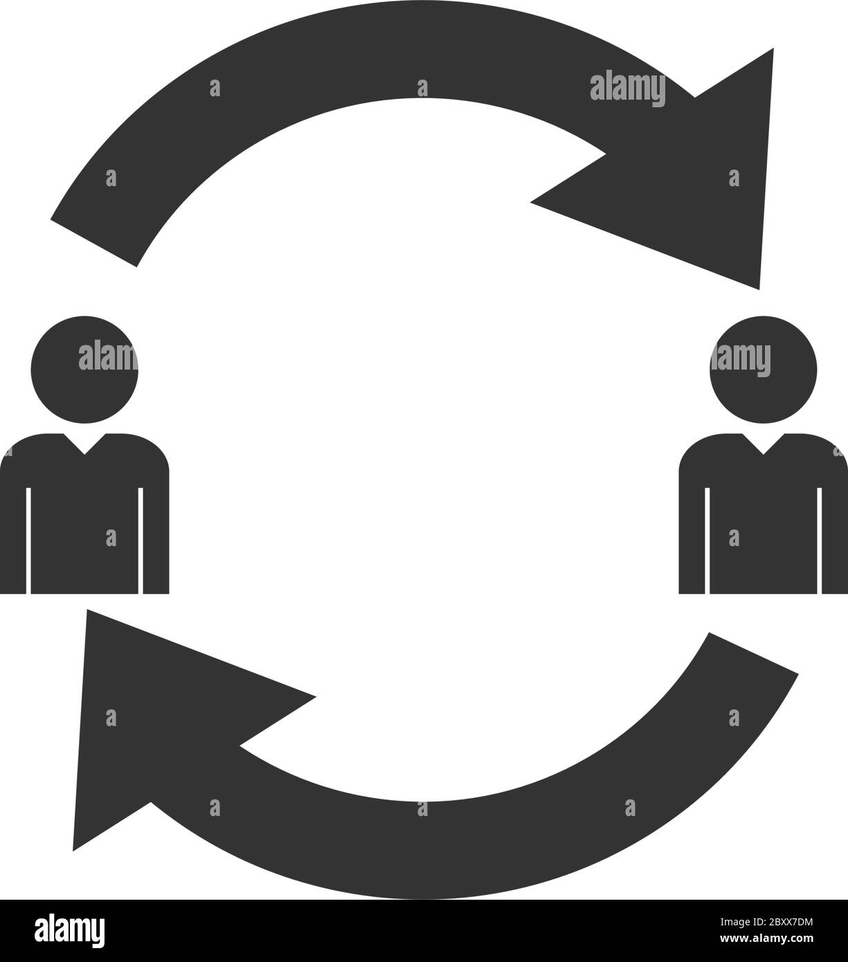 Exchange between two men. Black Icon Flat on white background Stock ...