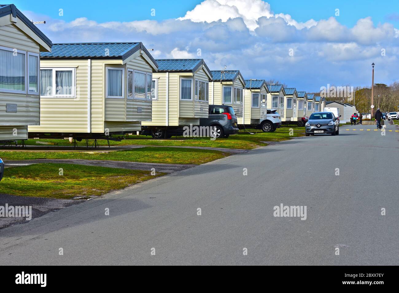 Rows of modern static caravans at Trecco Bay Holiday Park, one of ...