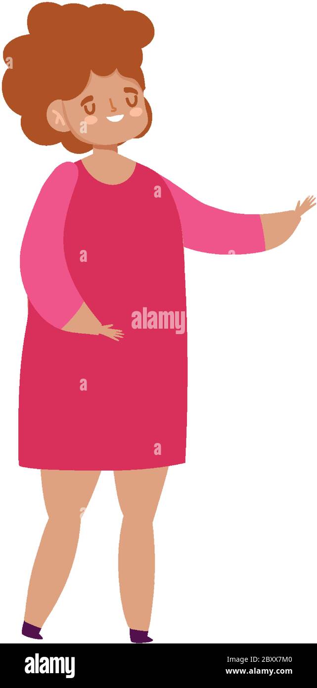young woman character cartoon female figure isolated design icon vector ...