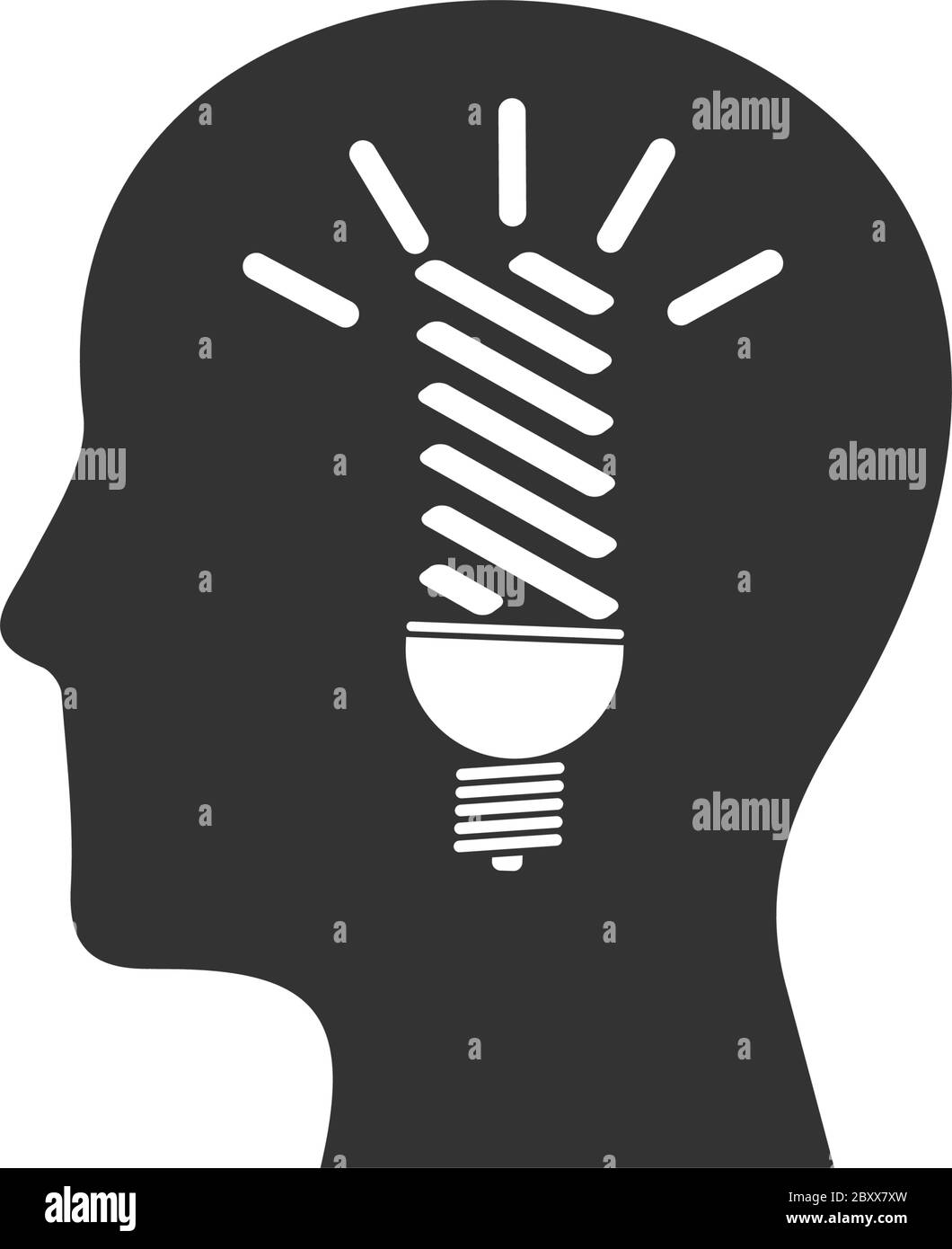 Head idea. Black Icon Flat on white background Stock Vector Image & Art ...