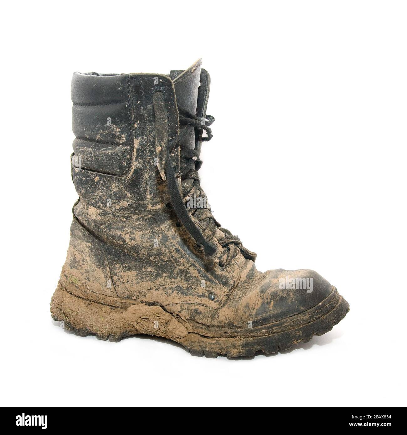 An old dirty boot isolated over white Stock Photo - Alamy
