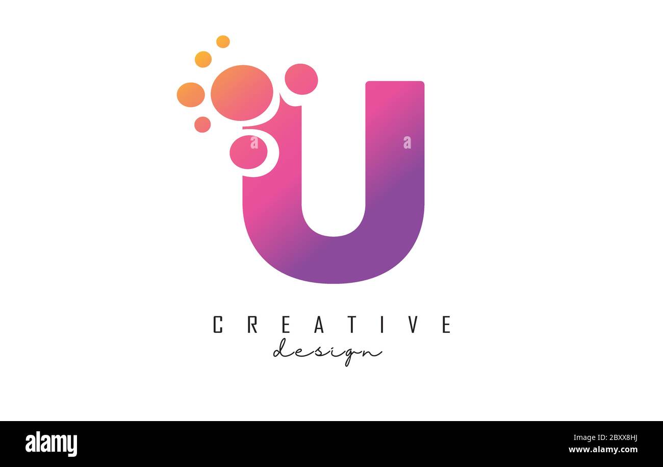 U Letter Logo with blue dots design. Letter U logotype with bubbles ...