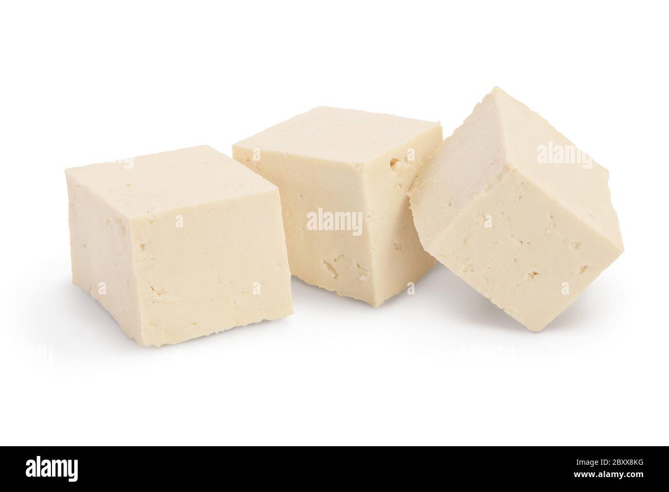 diced tofu cheese isolated on white background with clipping path and ...