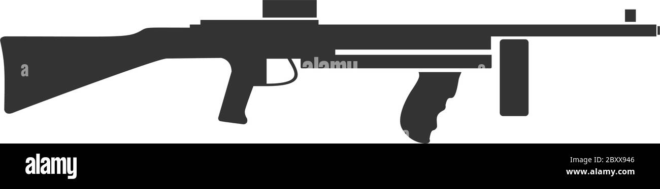 Automatic Rifle. Black Icon Flat on white background Stock Vector Image ...