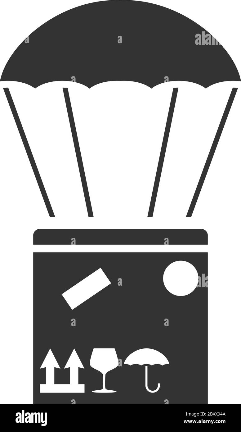 Aerial post delivery. Black Icon Flat on white background Stock Vector ...