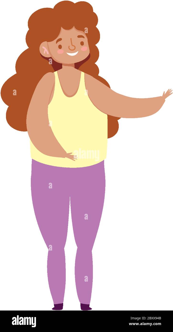 young woman character cartoon female figure isolated design icon vector ...