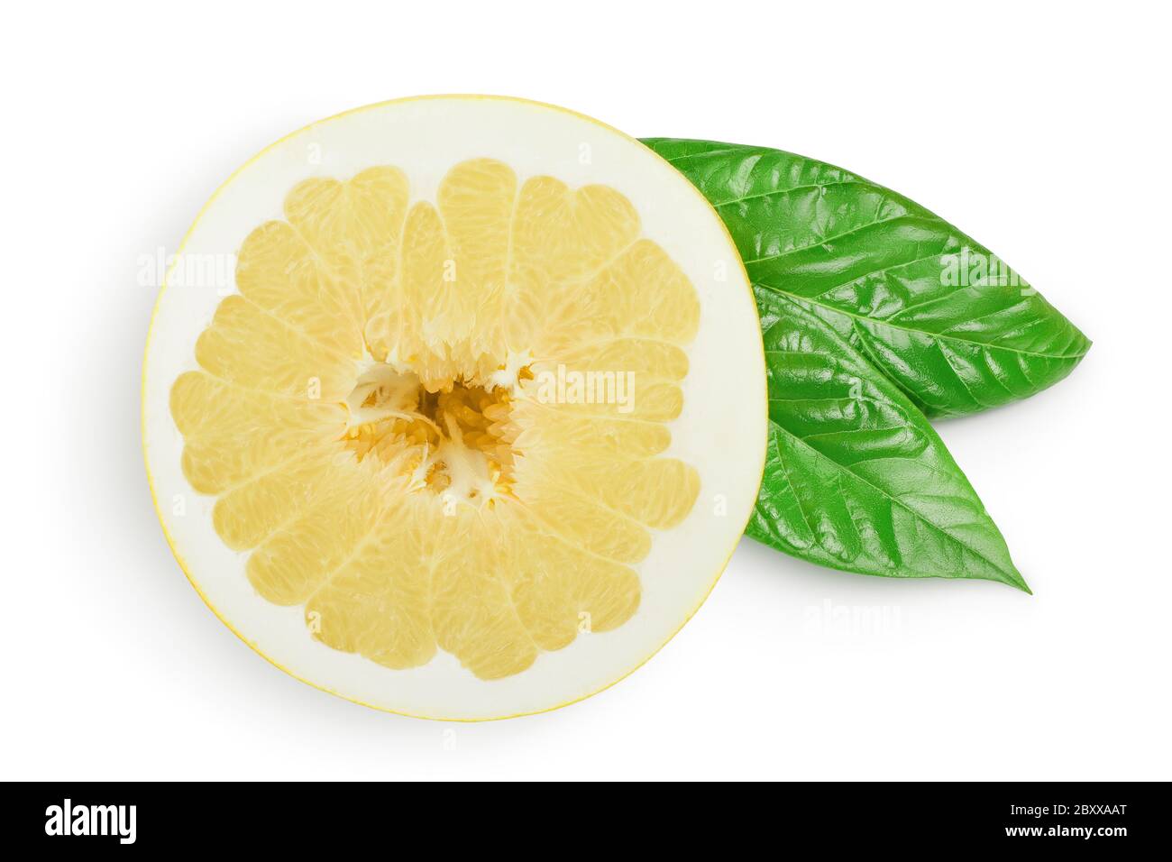 pomelo slice and leaf isolated on white background with clipping path ...