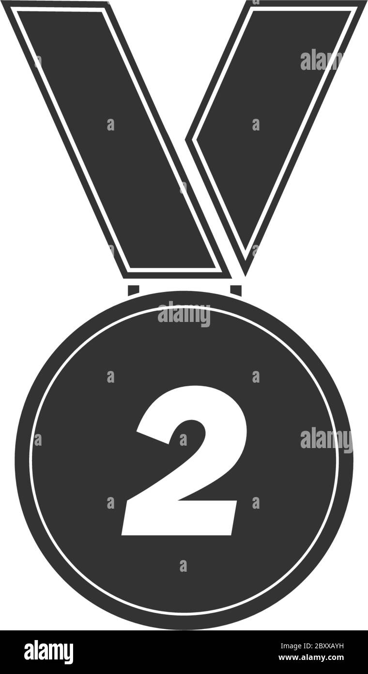 Medal 2. Black Icon Flat on white background Stock Vector Image & Art ...
