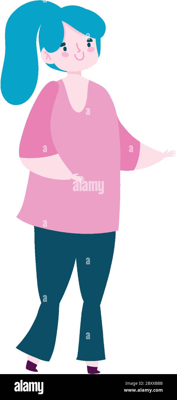 young woman character cartoon female figure isolated design icon vector ...