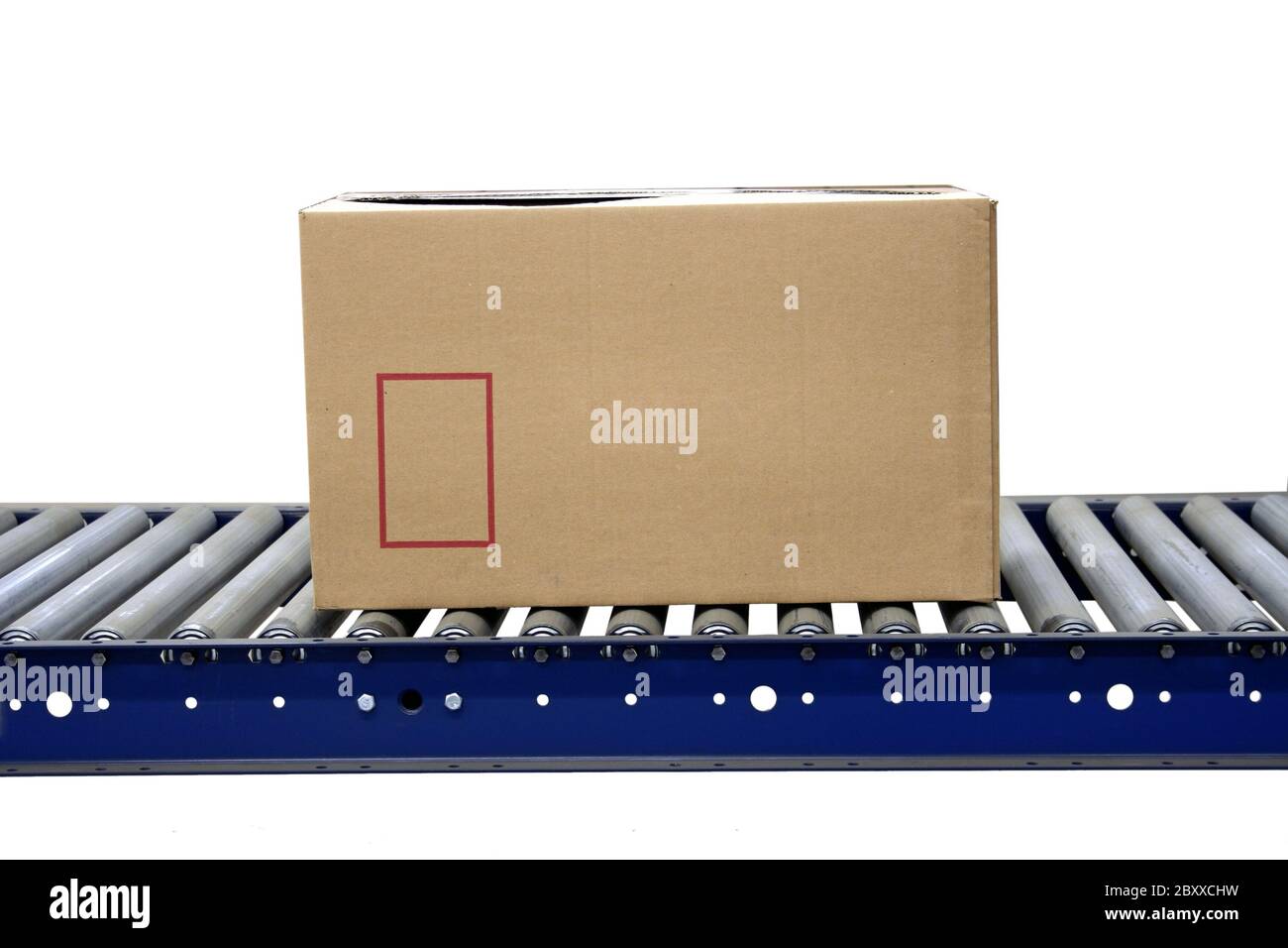 Box conveyor blue warehouse Cut Out Stock Images & Pictures - Alamy