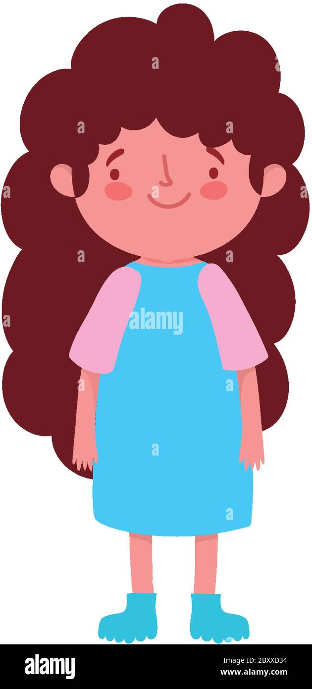 cute little girl cartoon character isolated design icon vector ...