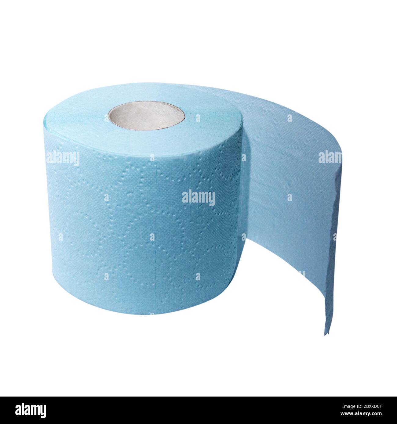 Roll of blue toilet paper isolated over white Stock Photo - Alamy