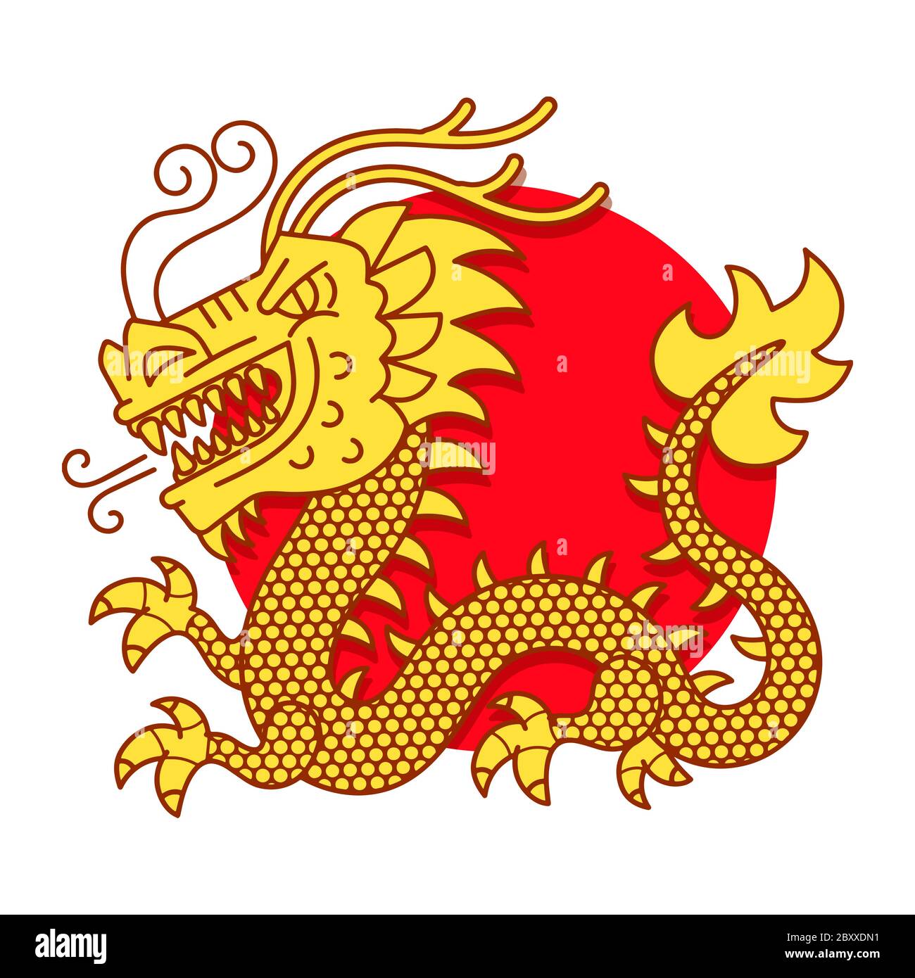 Chinese Red Dragon Symbol Of Power And Wisdom Cartoon Illustration ...