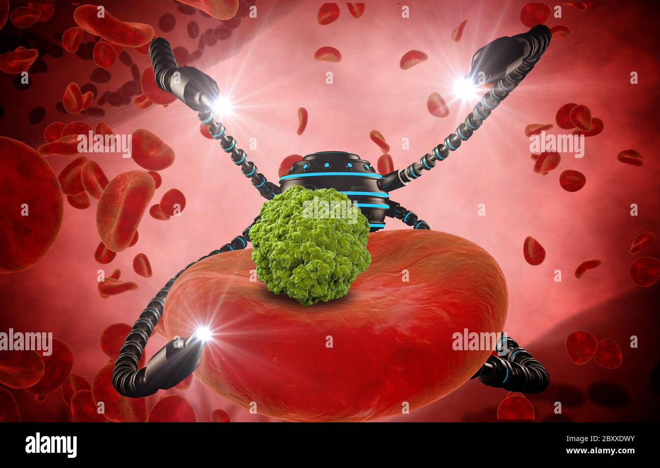 nanorobot and virus, bacteria, microbe. Medical concept anatomical ...