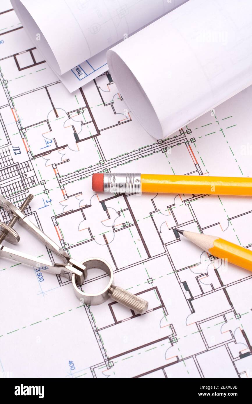 engineering and architecture drawings Stock Photo - Alamy