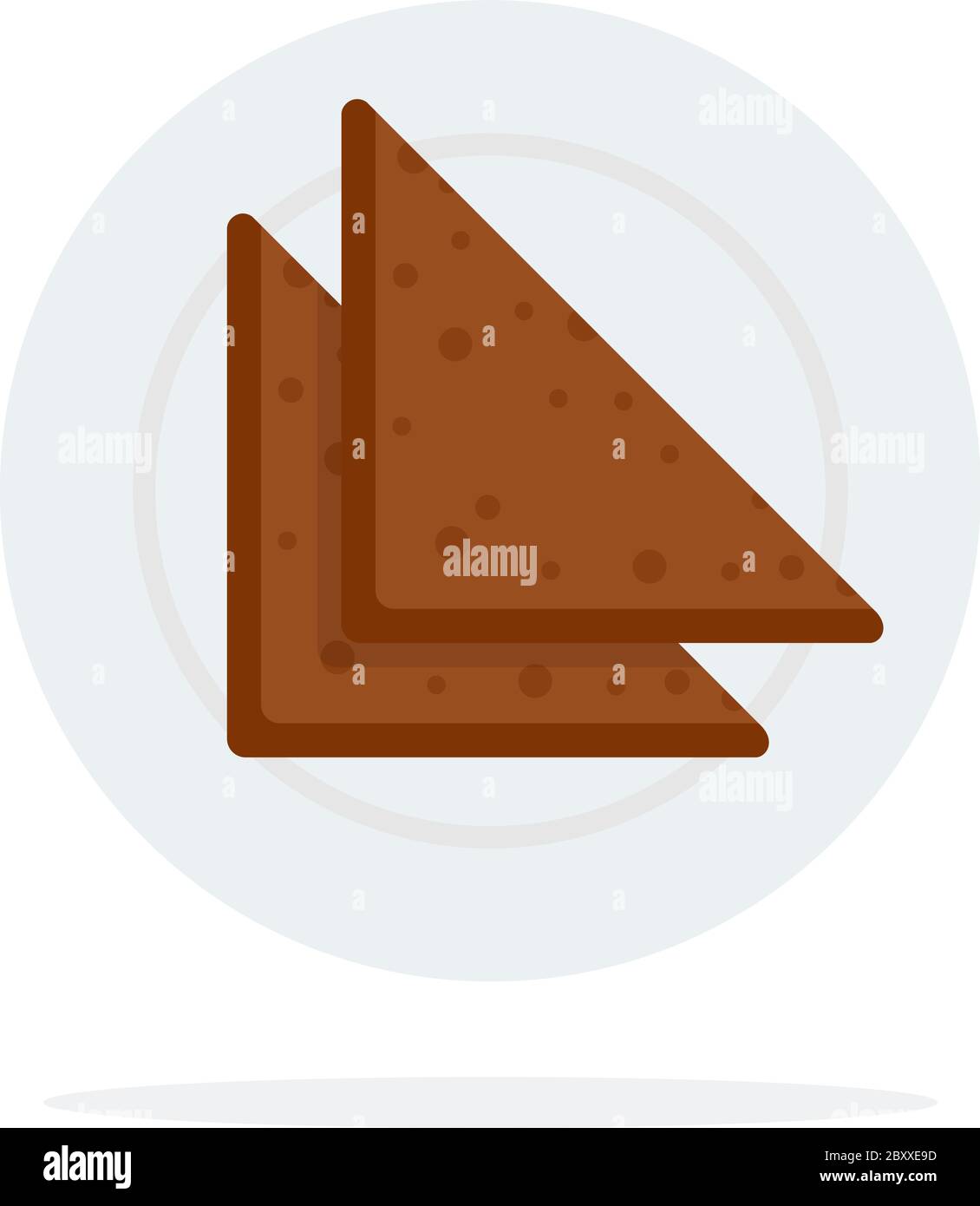 Triangular bread on a plate vector flat material design isolated object ...
