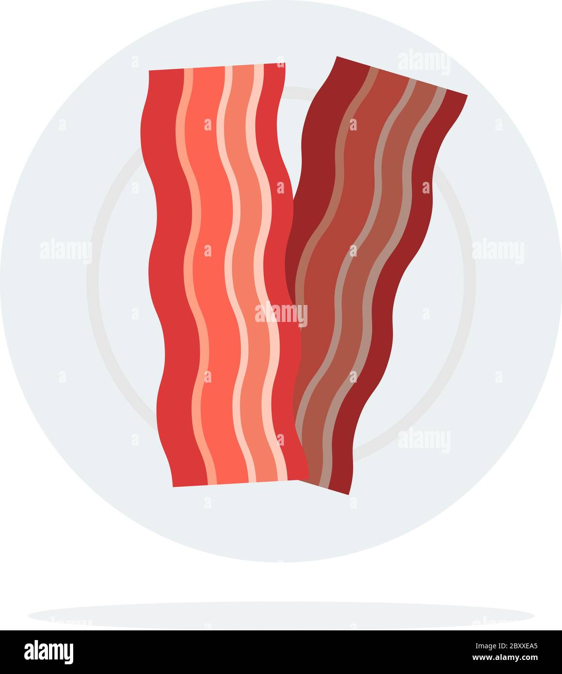 Bacon on a plate vector flat material design isolated object on white ...