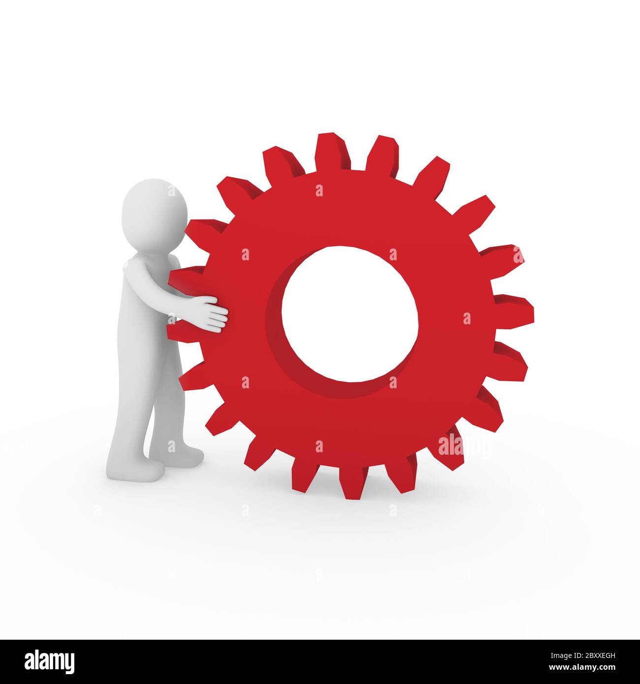 3d gear red human Stock Photo - Alamy