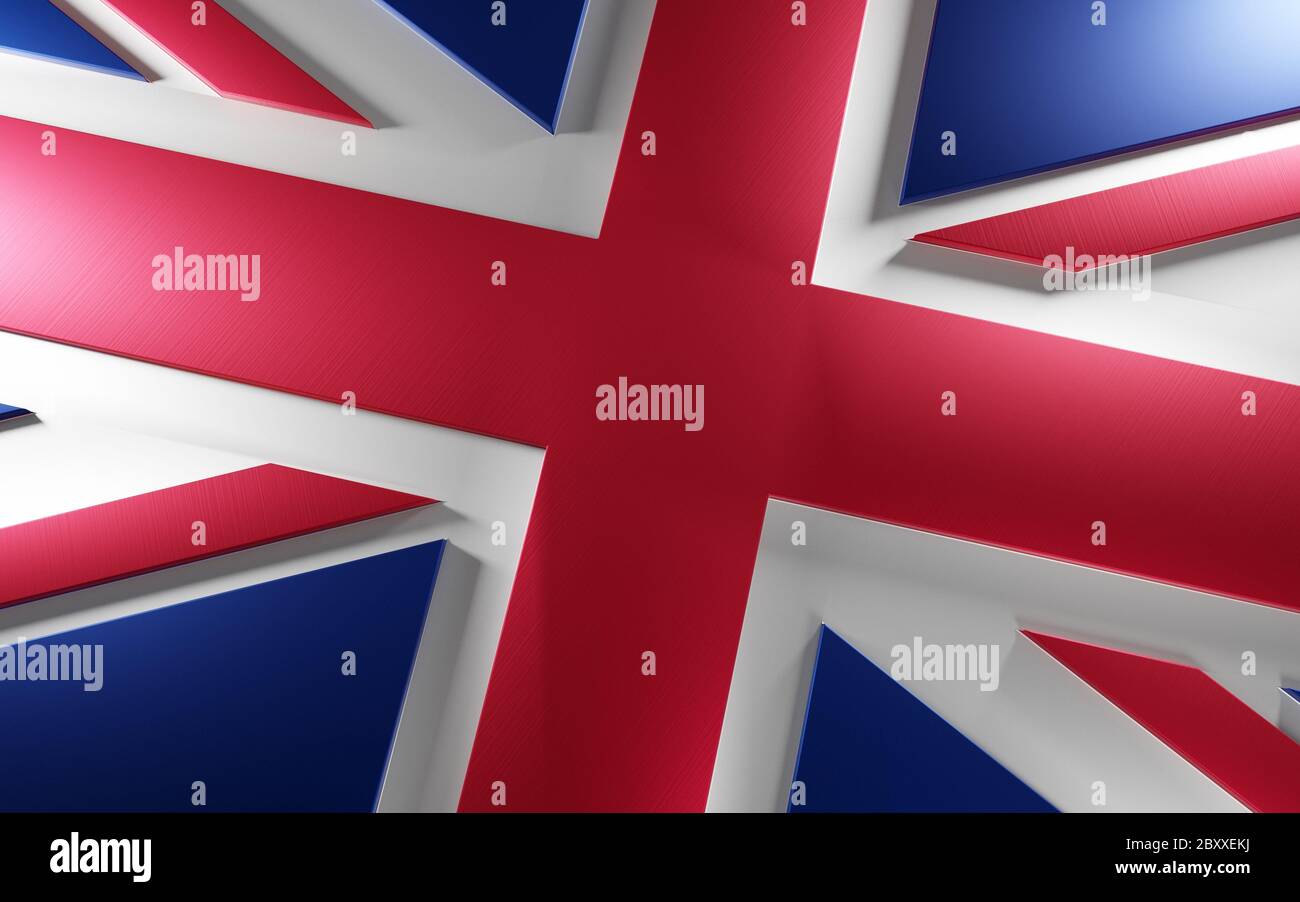 UK flag, flag of the United Kingdom. Metallic geometrical design ...