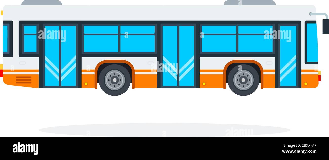 Municipal bus vector flat material design isolated object on white ...