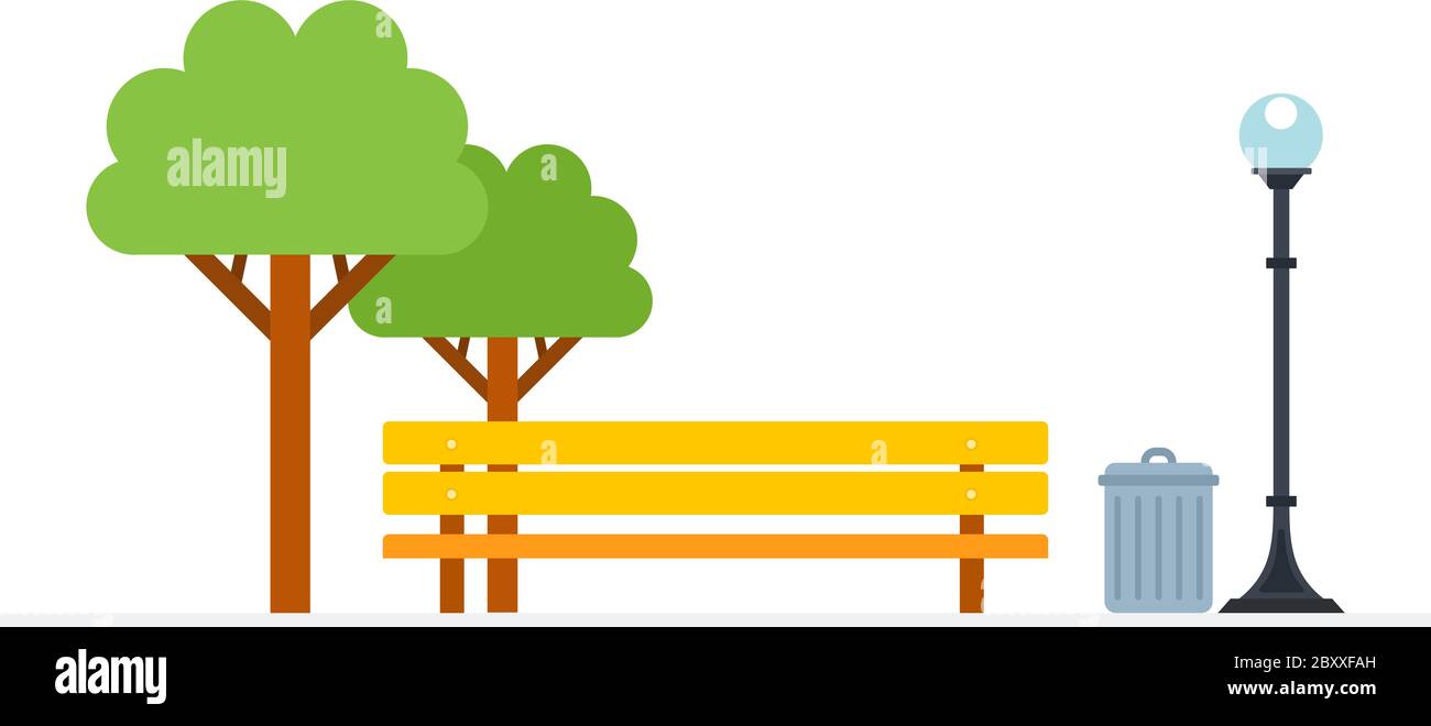 Place of rest in the park vector flat material design isolated object ...