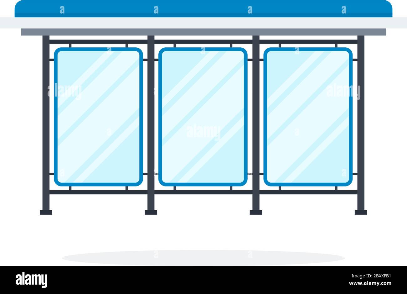 Glass bus stop vector flat material design isolated object on white ...