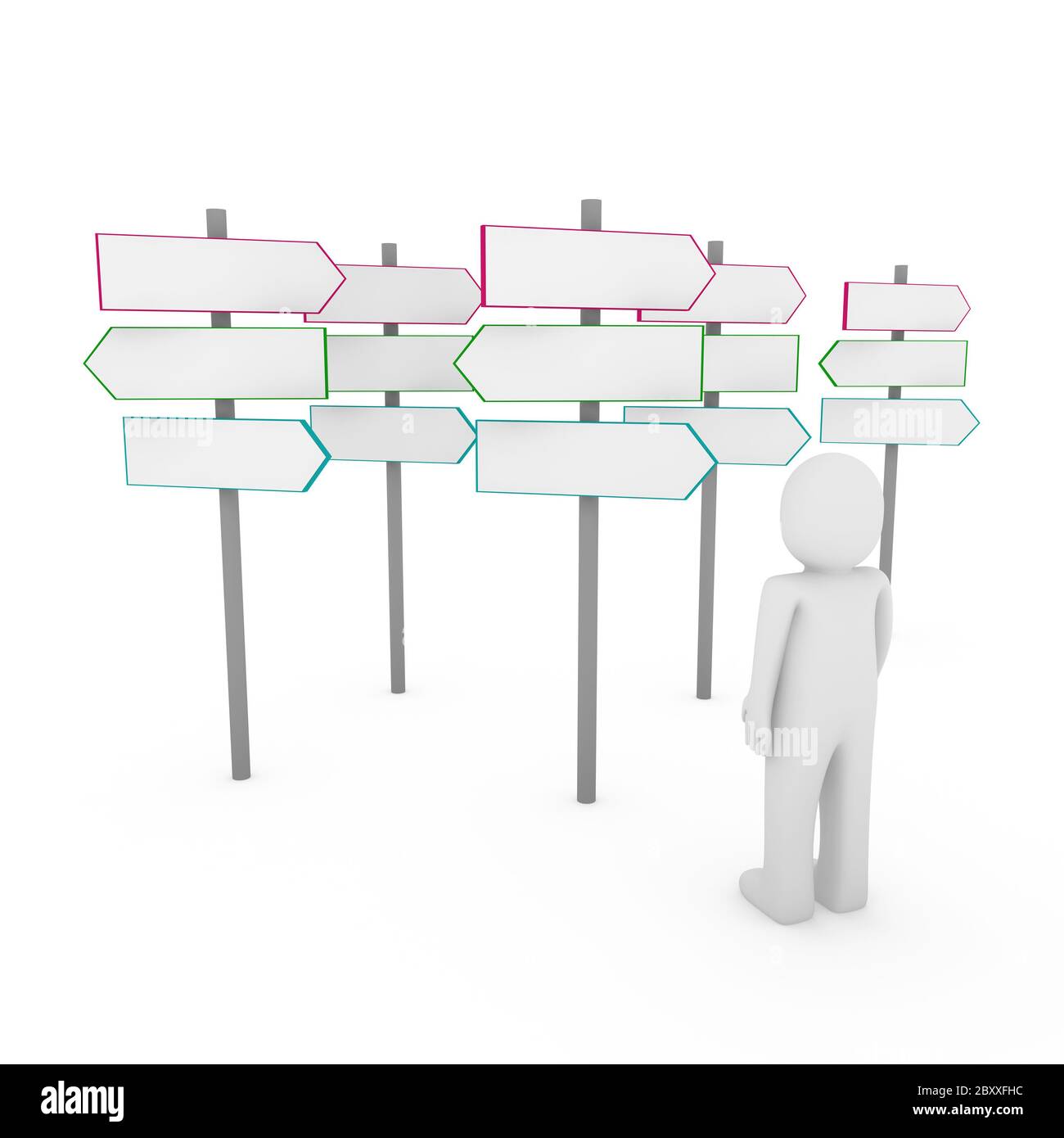 3d human man way sign pink blue arrow hi-res stock photography and ...