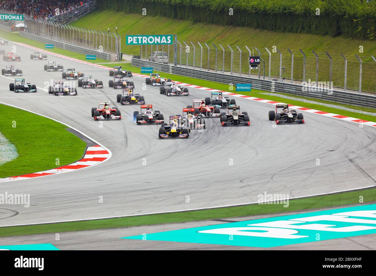 SEPANG, MALAYSIA - APRIL 10: Cars on track at race of Formula 1 GP ...