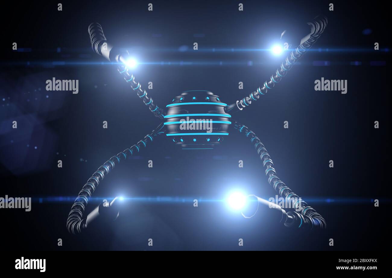 Futuristic robot dron with tentacles. 3d rendering Stock Photo - Alamy