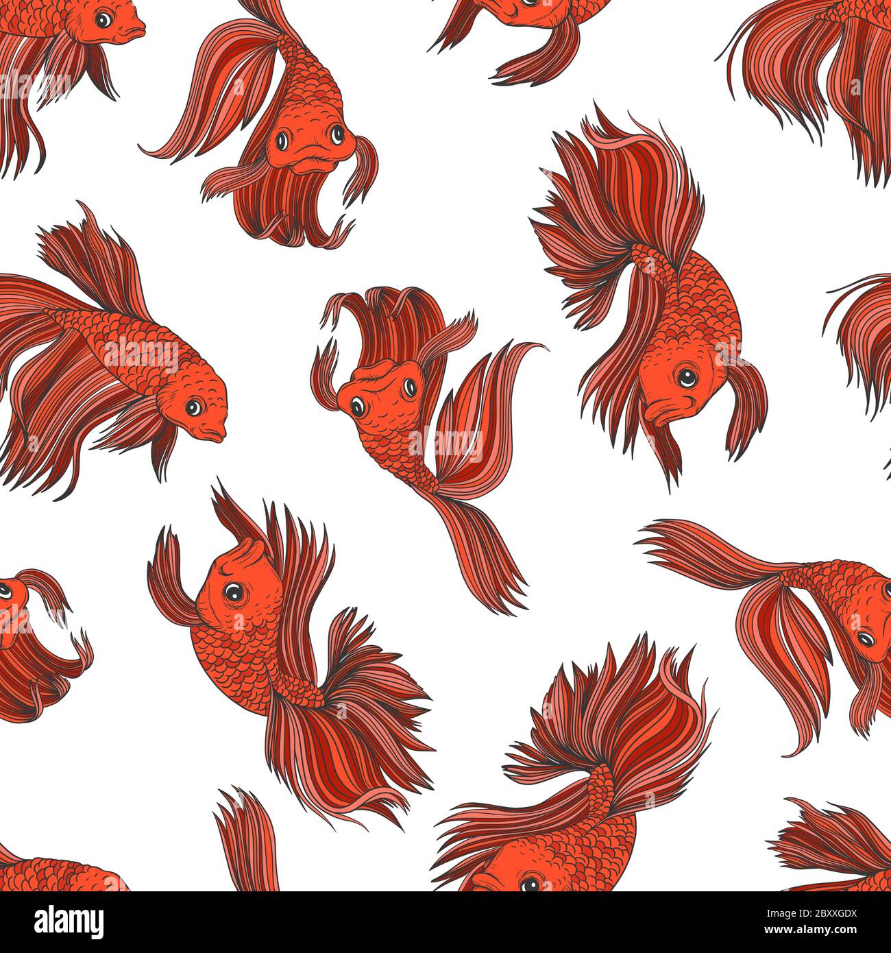 Seamless pattern with fish in graphic style. Vector Stock Vector Image ...