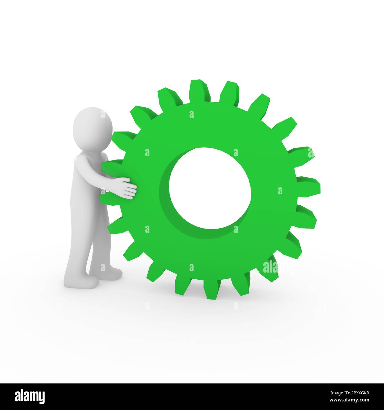 3d gear green human Stock Photo - Alamy