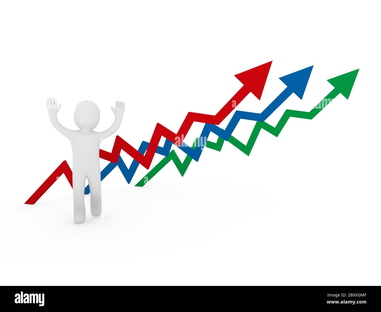 3d human red arrow growth hi-res stock photography and images - Alamy