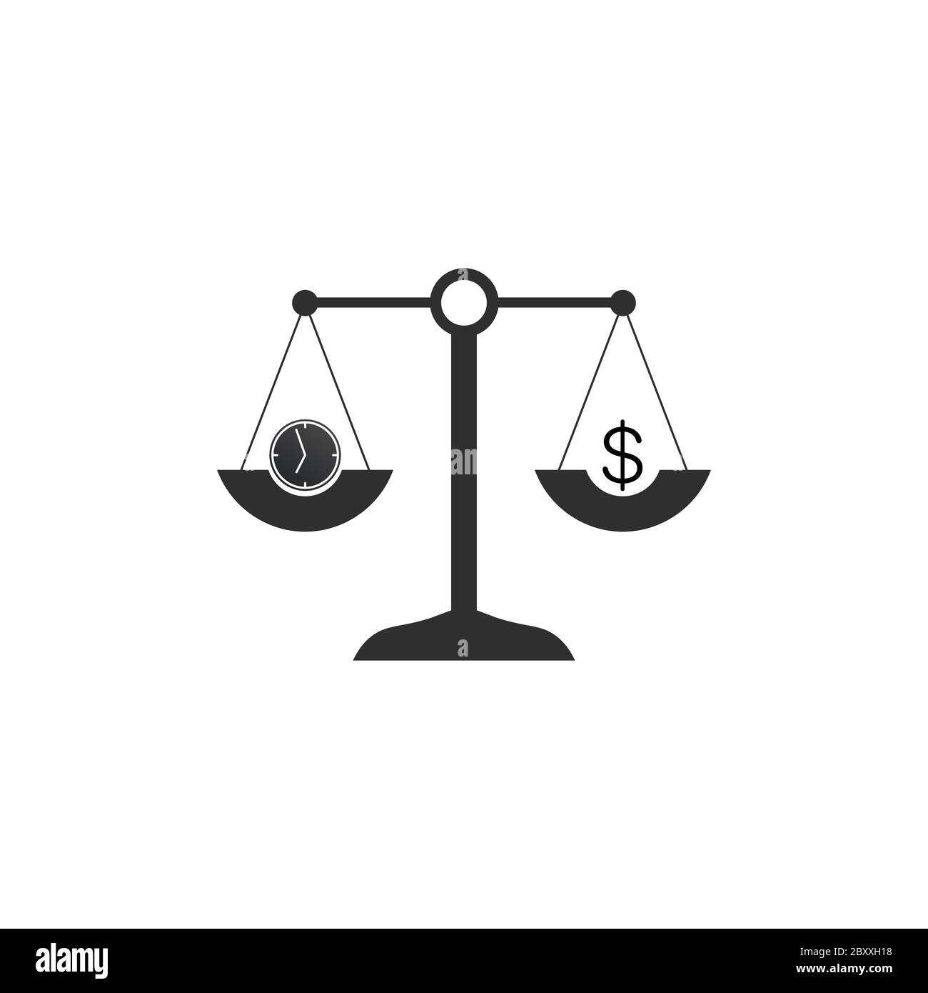 Time is money. Business concept. Scale icon with clock and dollar ...