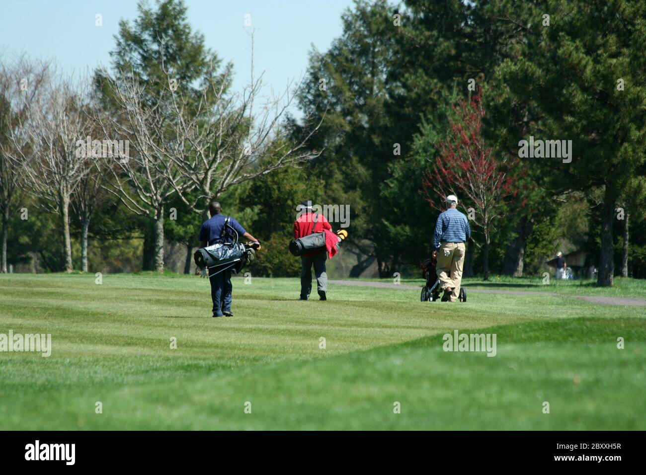Golfers walking down golf hi-res stock photography and images - Alamy