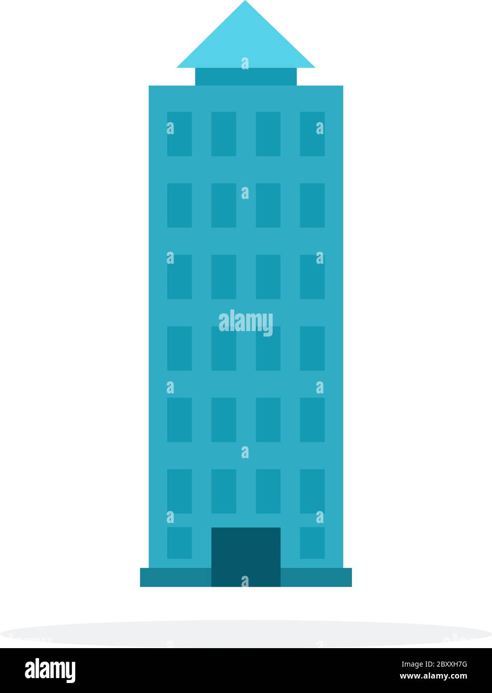 High-rise urban building vector flat material design isolated object on ...