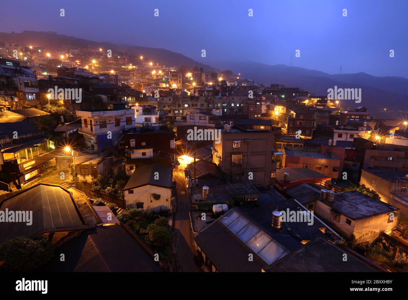 jiu fen village at night, in Taiwan Stock Photo - Alamy