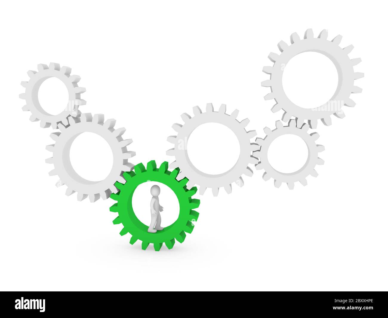 3d gear human green Stock Photo - Alamy