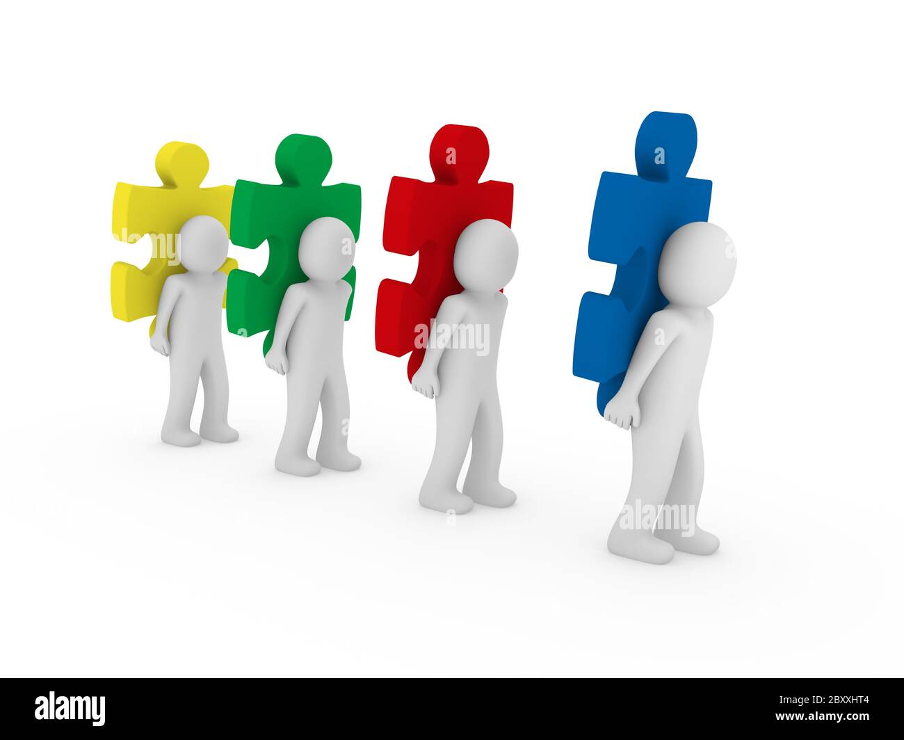 3d men puzzle teamwork Stock Photo - Alamy