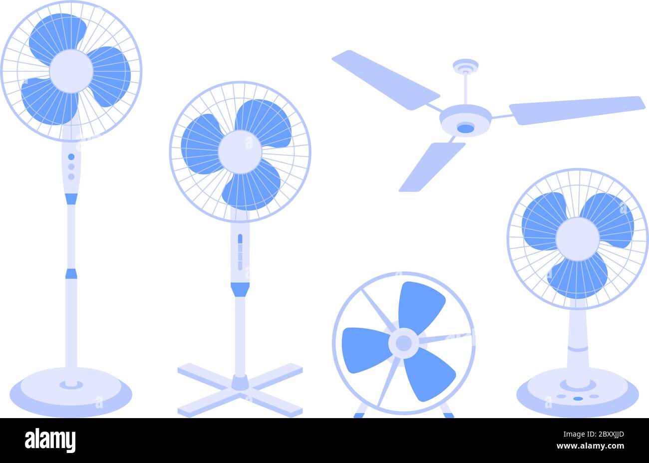 Vector set of electric fans of various types isolated on white ...