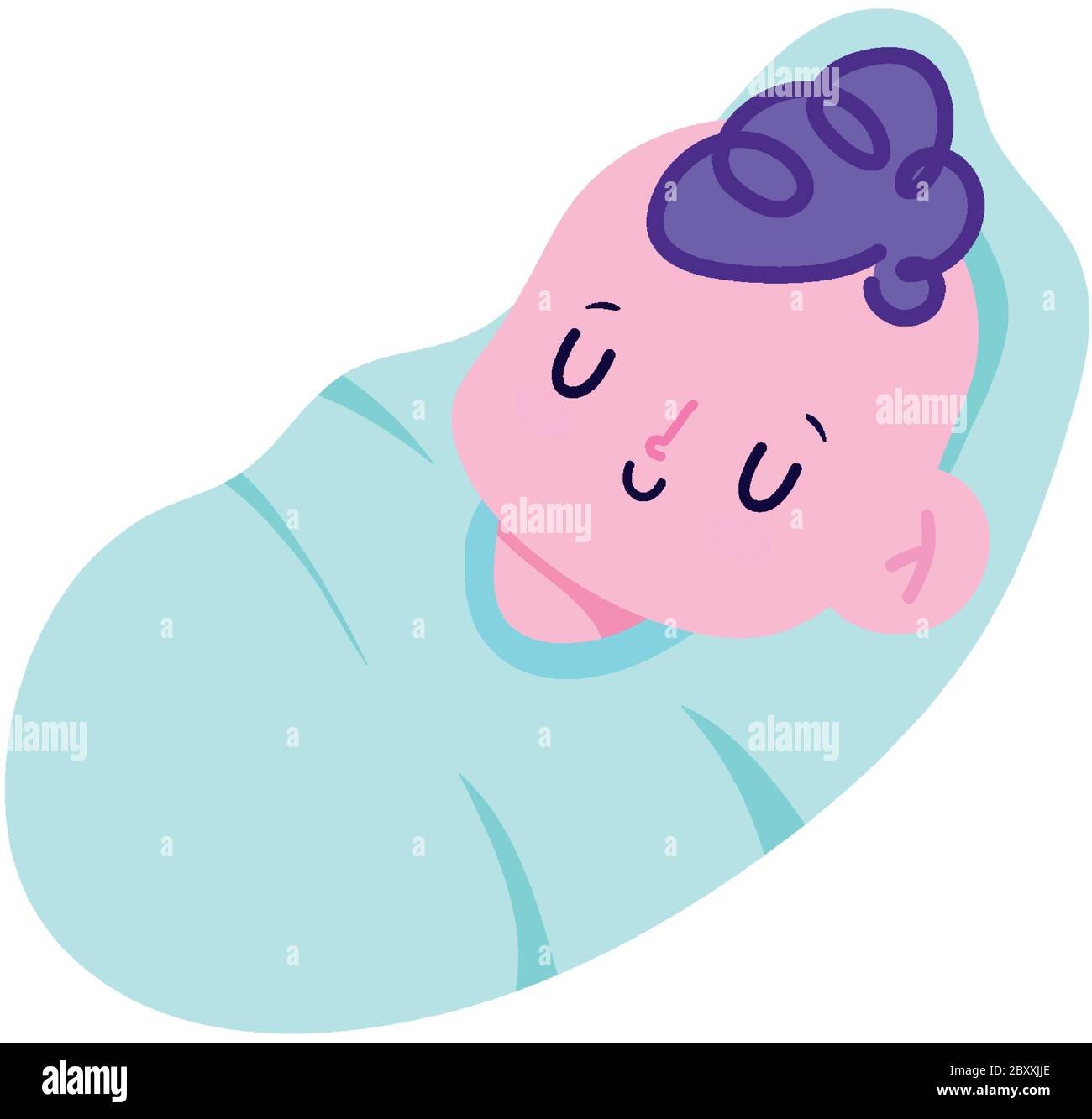 little baby boy wrapped in blanket newborn isolated design icon vector ...