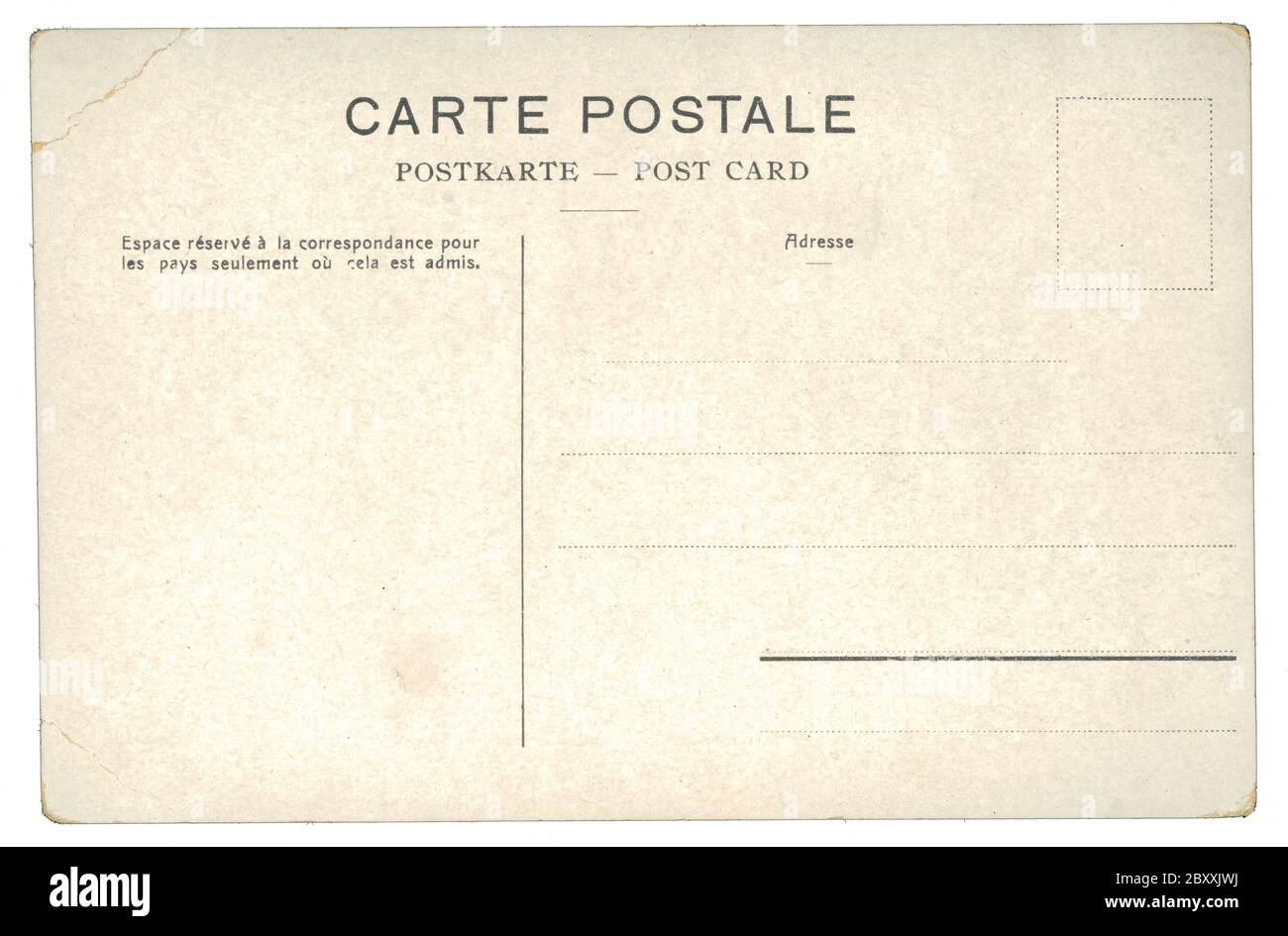 Back of an unused vintage postcard on the white background. France ...