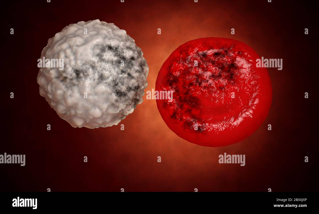 damaged, sick red blood cell. disease concept Stock Photo - Alamy