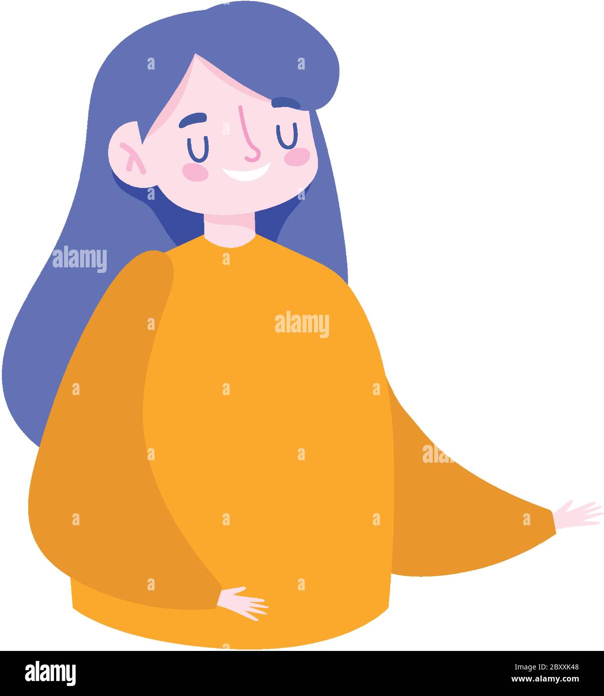 young woman character cartoon female figure isolated design icon vector ...