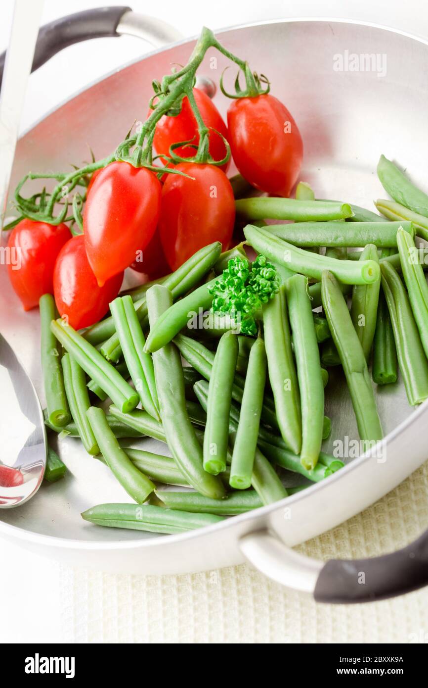 French Beans inside a pan Stock Photo - Alamy