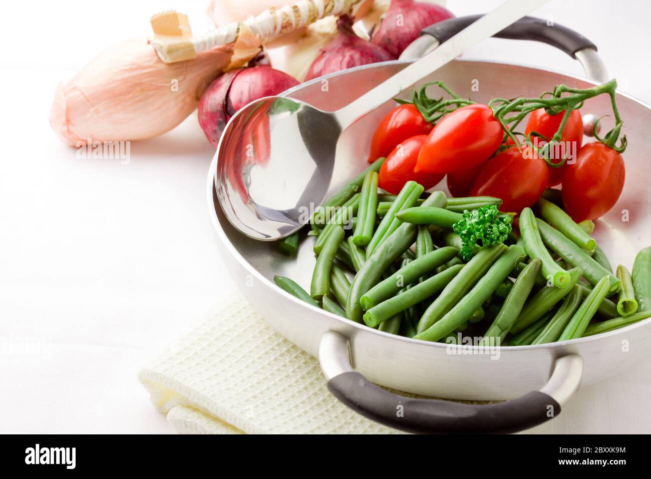 French Beans inside a pan Stock Photo - Alamy