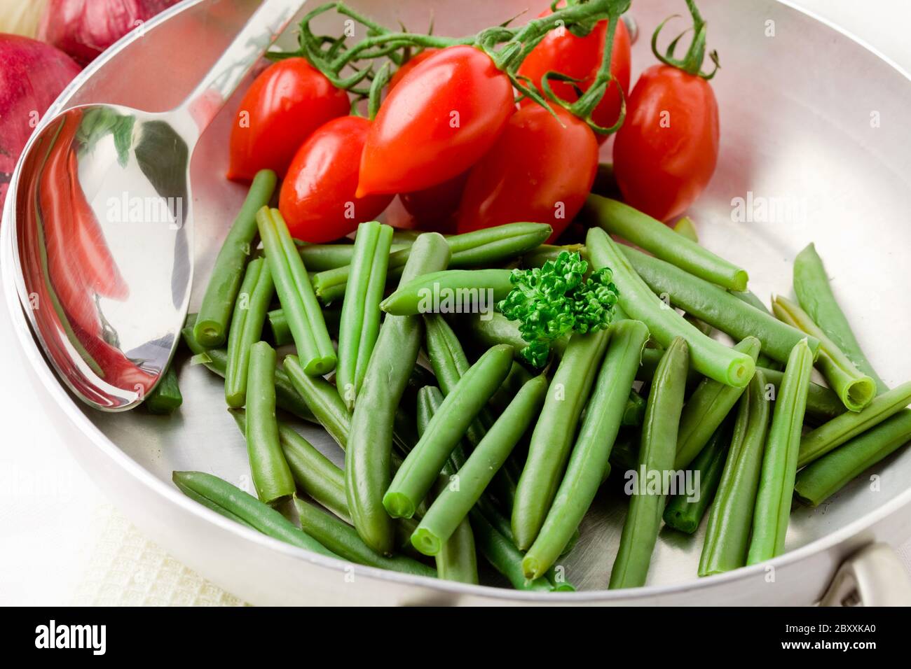 French Beans inside a pan Stock Photo - Alamy