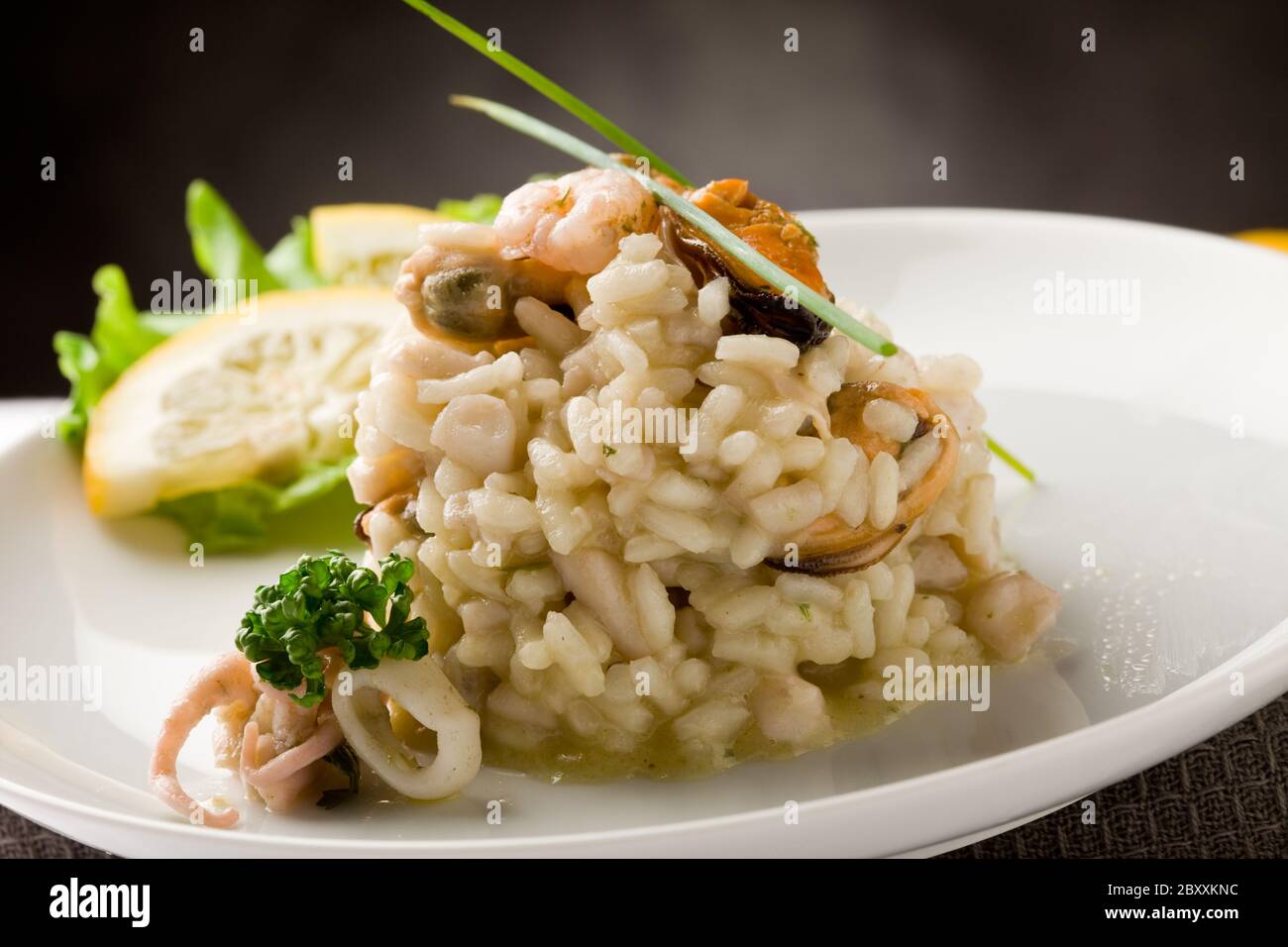 Risotto with Seafood Stock Photo - Alamy