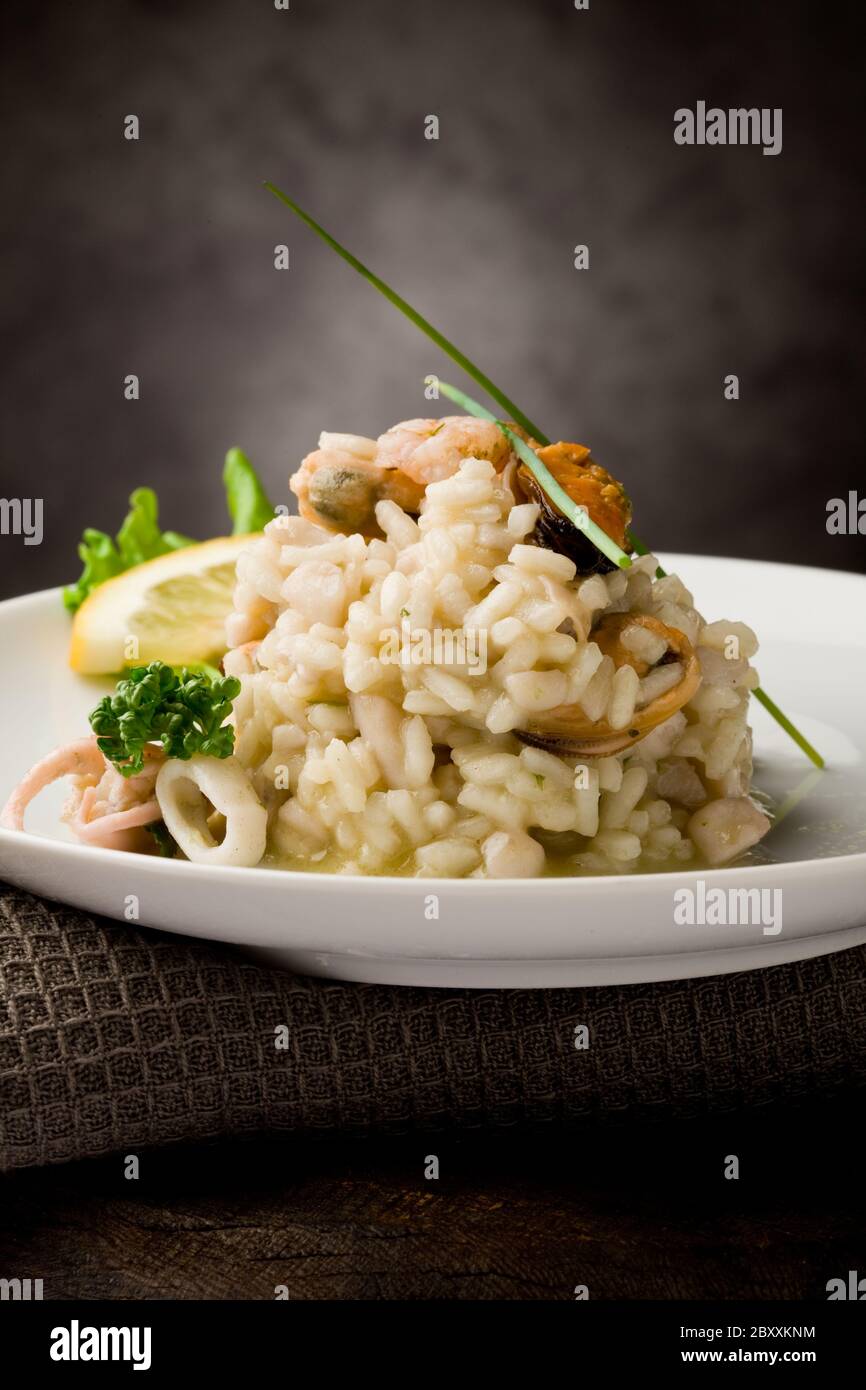 Risotto with Seafood Stock Photo - Alamy