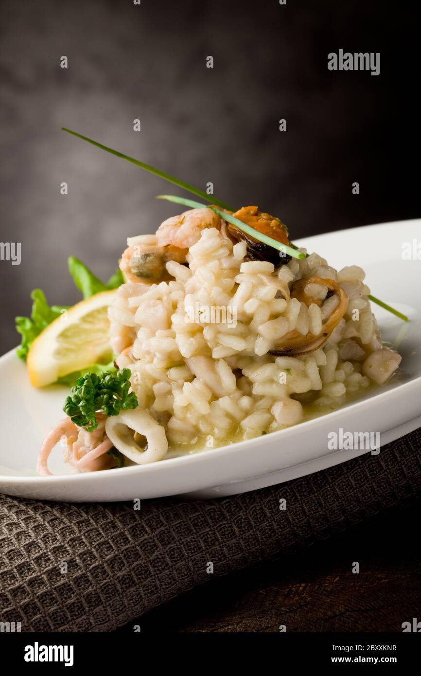 Risotto with Seafood Stock Photo - Alamy
