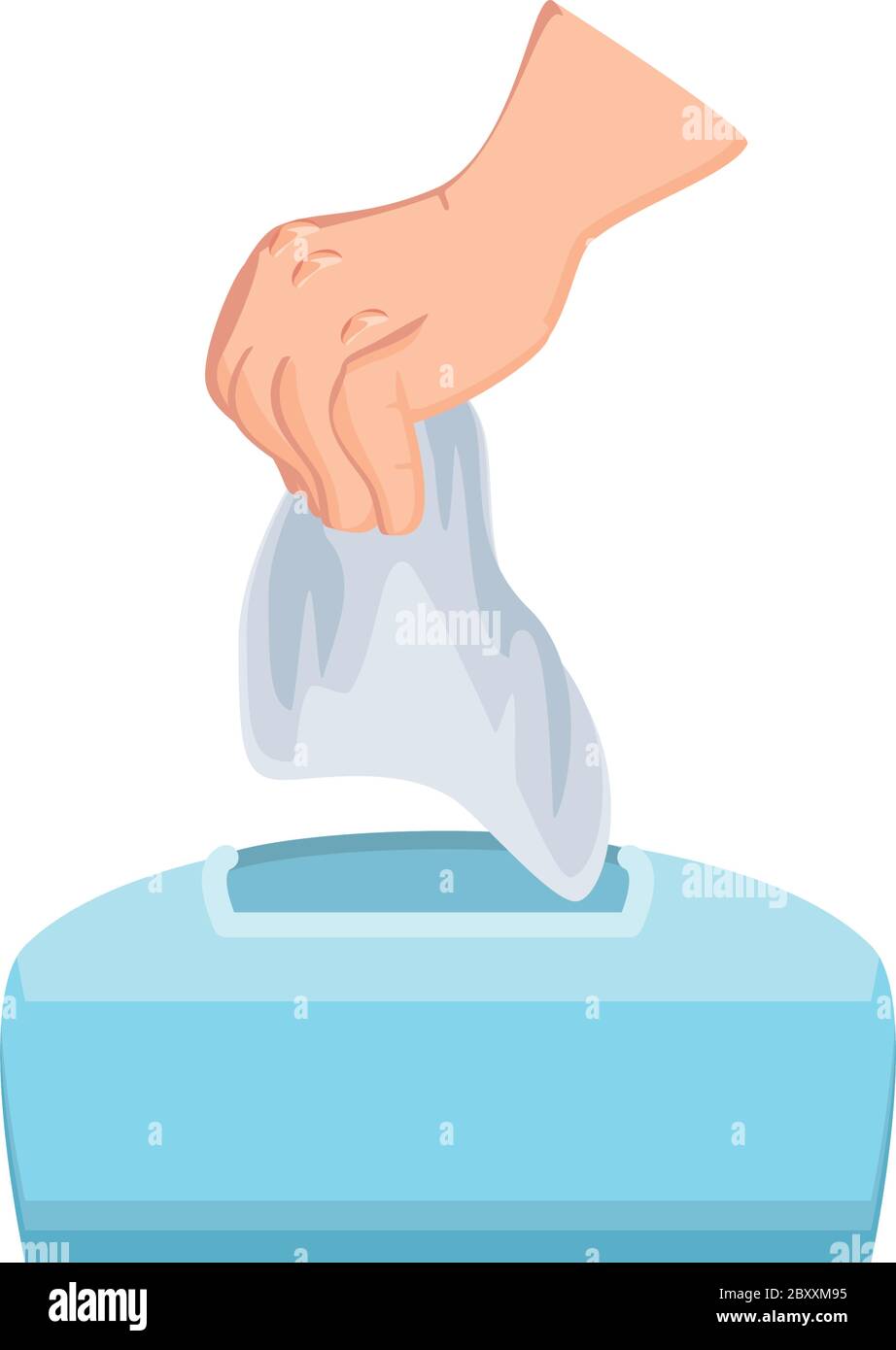 drying hands with disposable tissue on white background vector ...